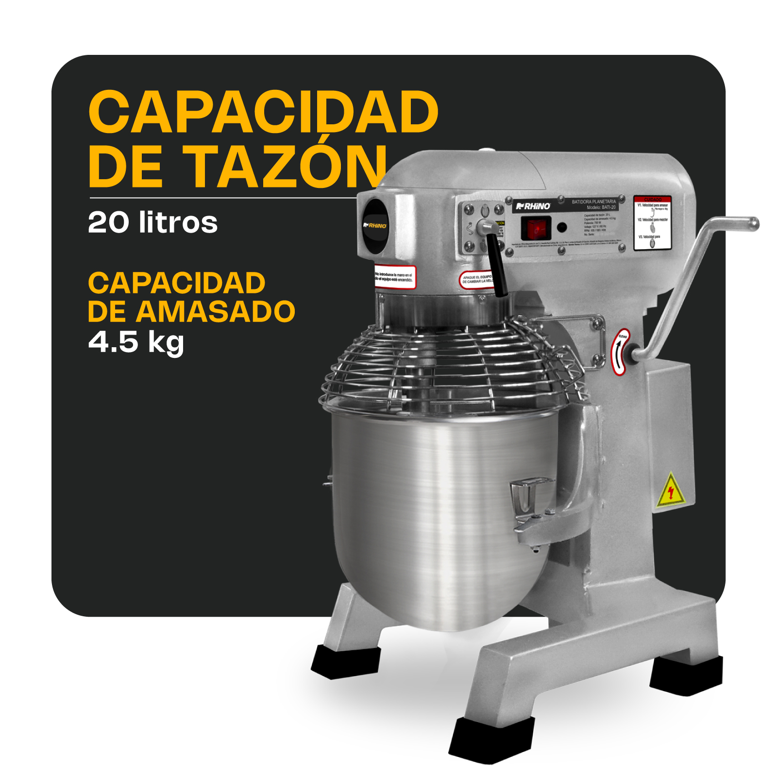 BATI-20 - Batidora Planetaria de 20 litros marca Rhino