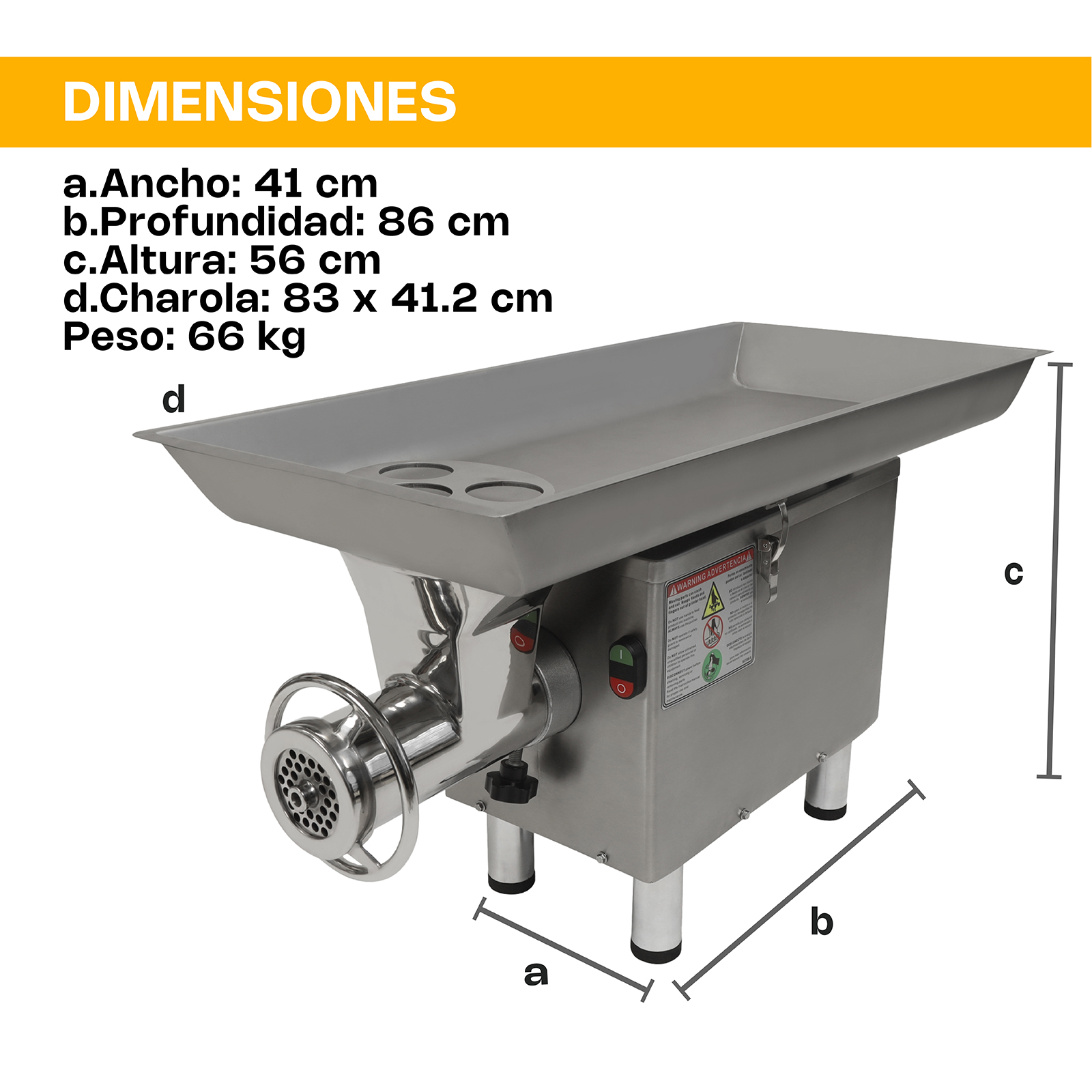 MOLEM-22M2 - Molino de carne con motor de 2 hp marca Rhino